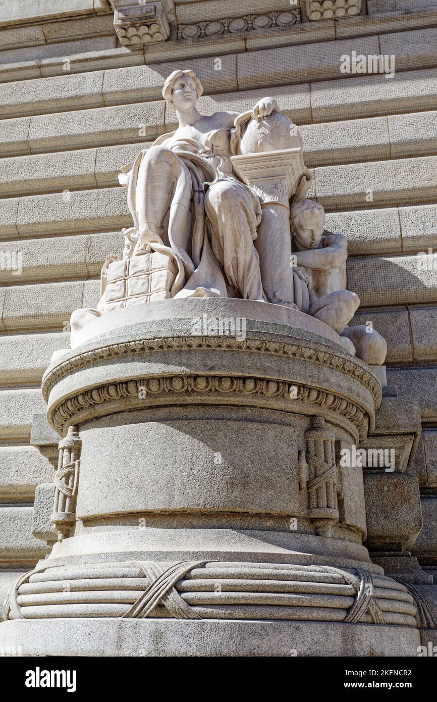 "Commerce," one of Daniel Chester French's sculptures flanking the ...