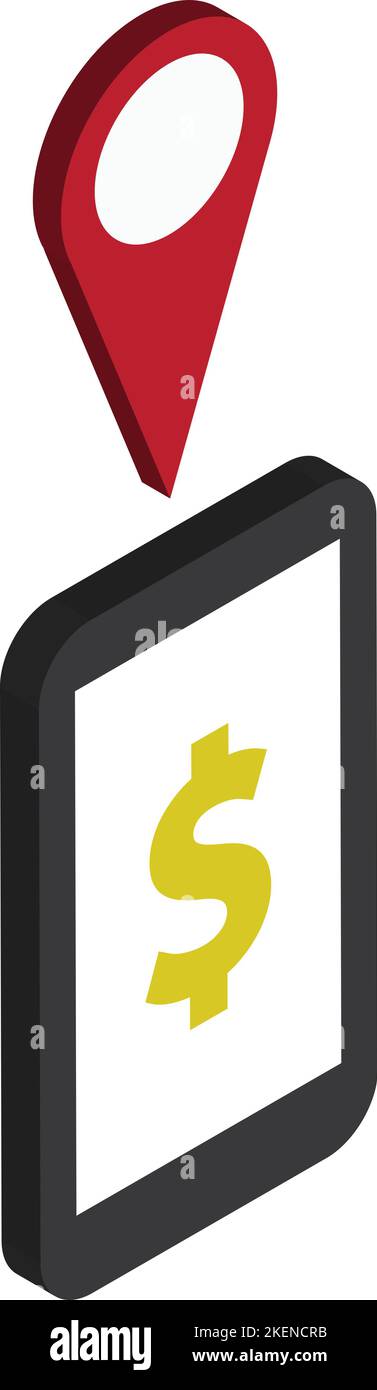 Smartphones and location pins illustration in 3D isometric style ...