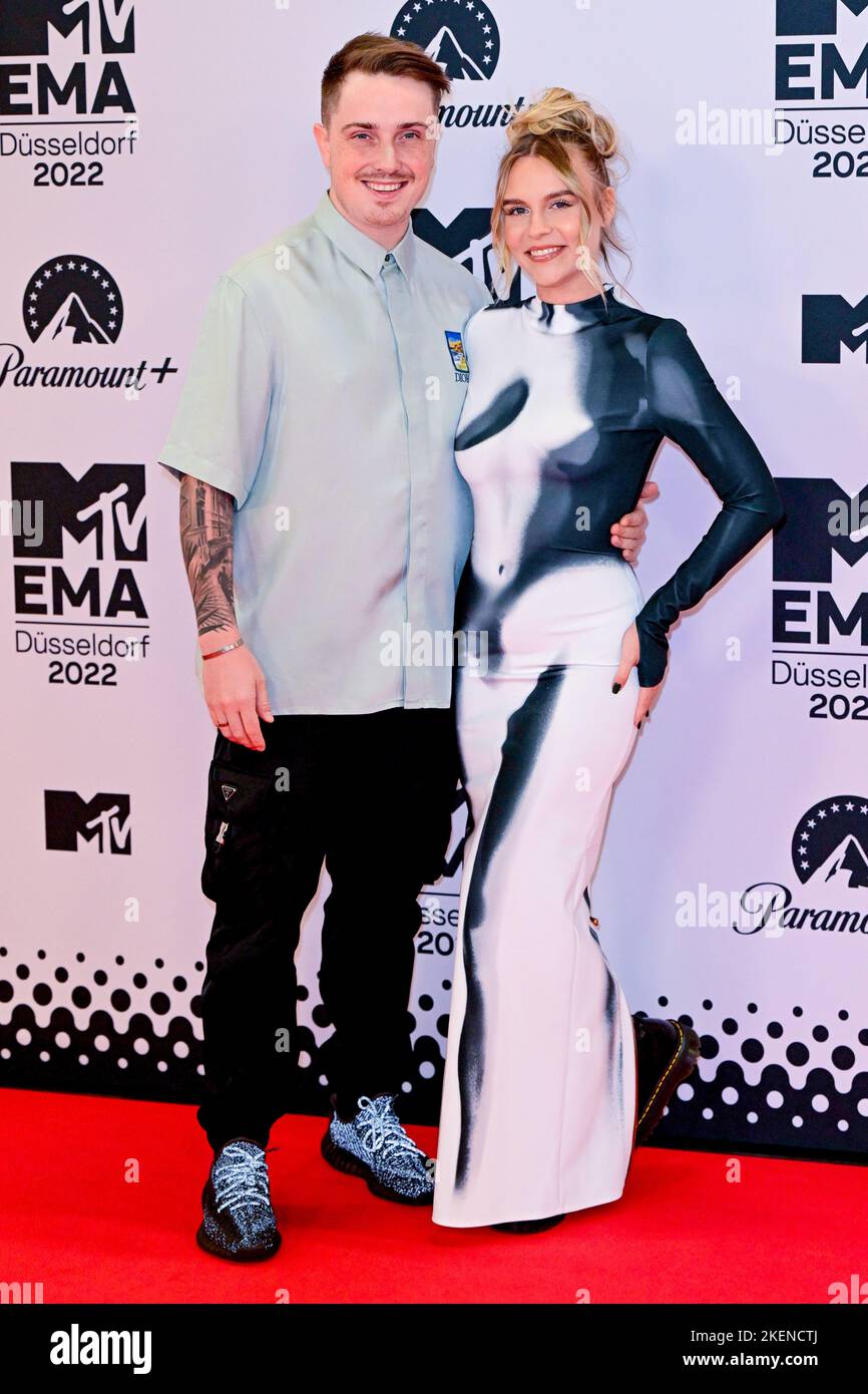 Eugen Kazakov and Dagi Bee attending the 2022 MTV EMAs at the PSD Bank ...