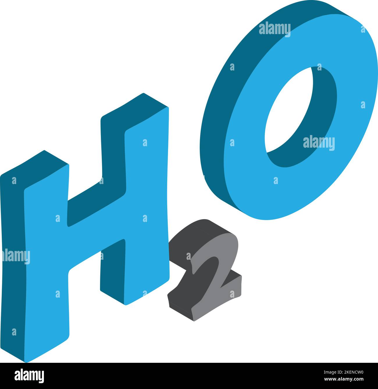 H2O lettering illustration in 3D isometric style isolated on background ...