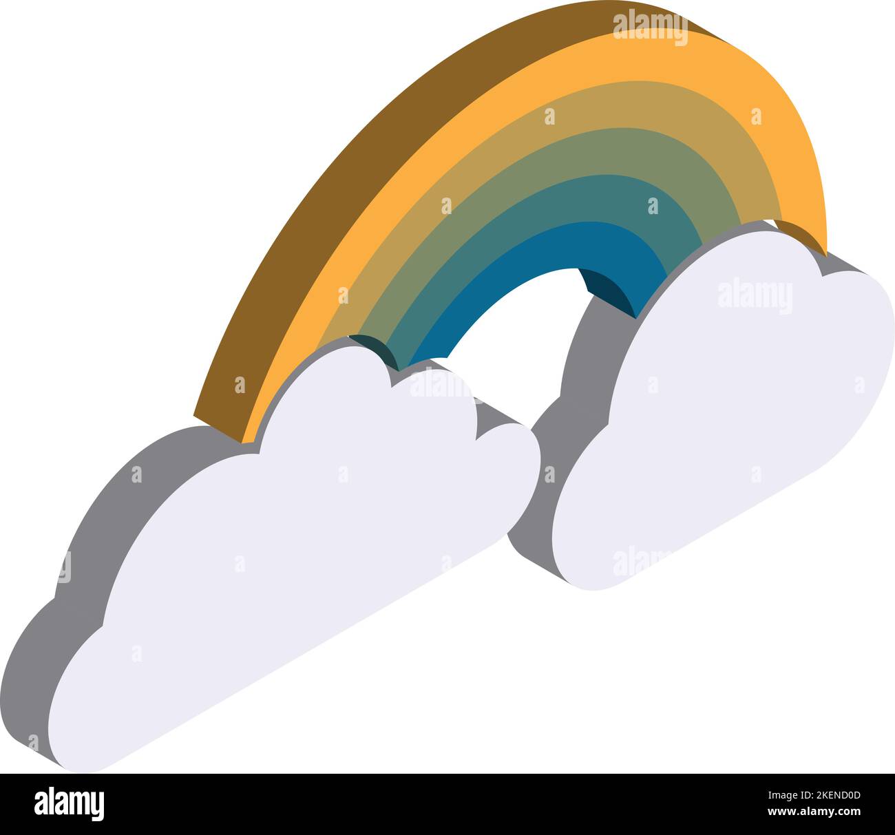 clouds and rainbow illustration in 3D isometric style isolated on ...