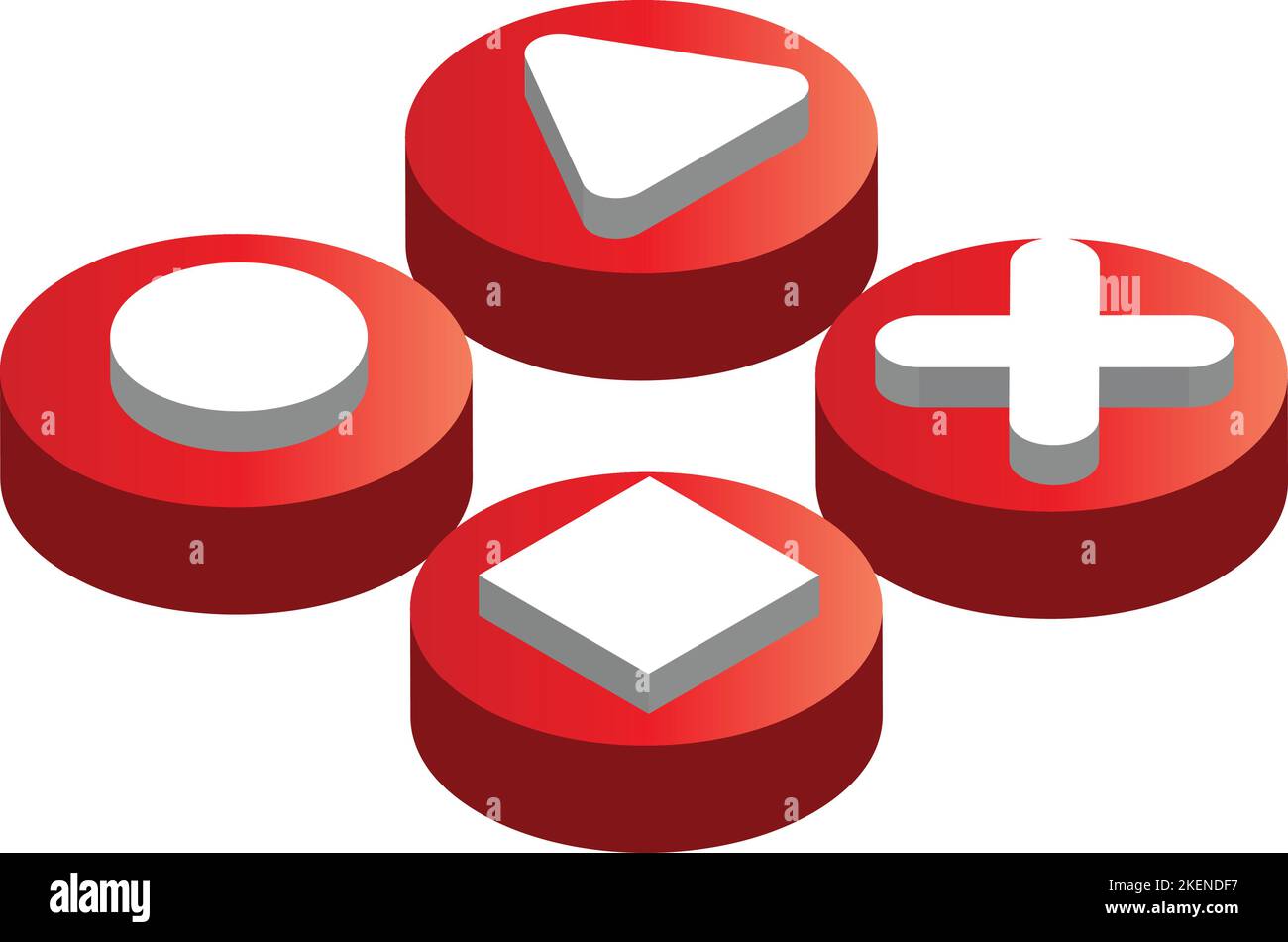 push button for games illustration in 3D isometric style isolated on ...