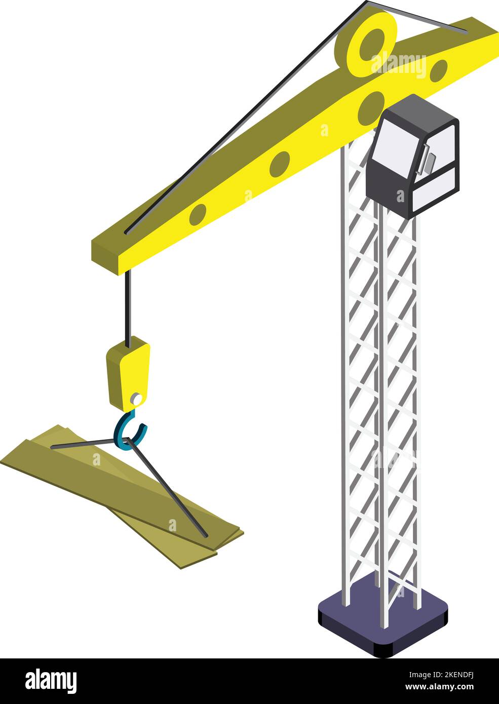 construction crane illustration in 3D isometric style isolated on ...