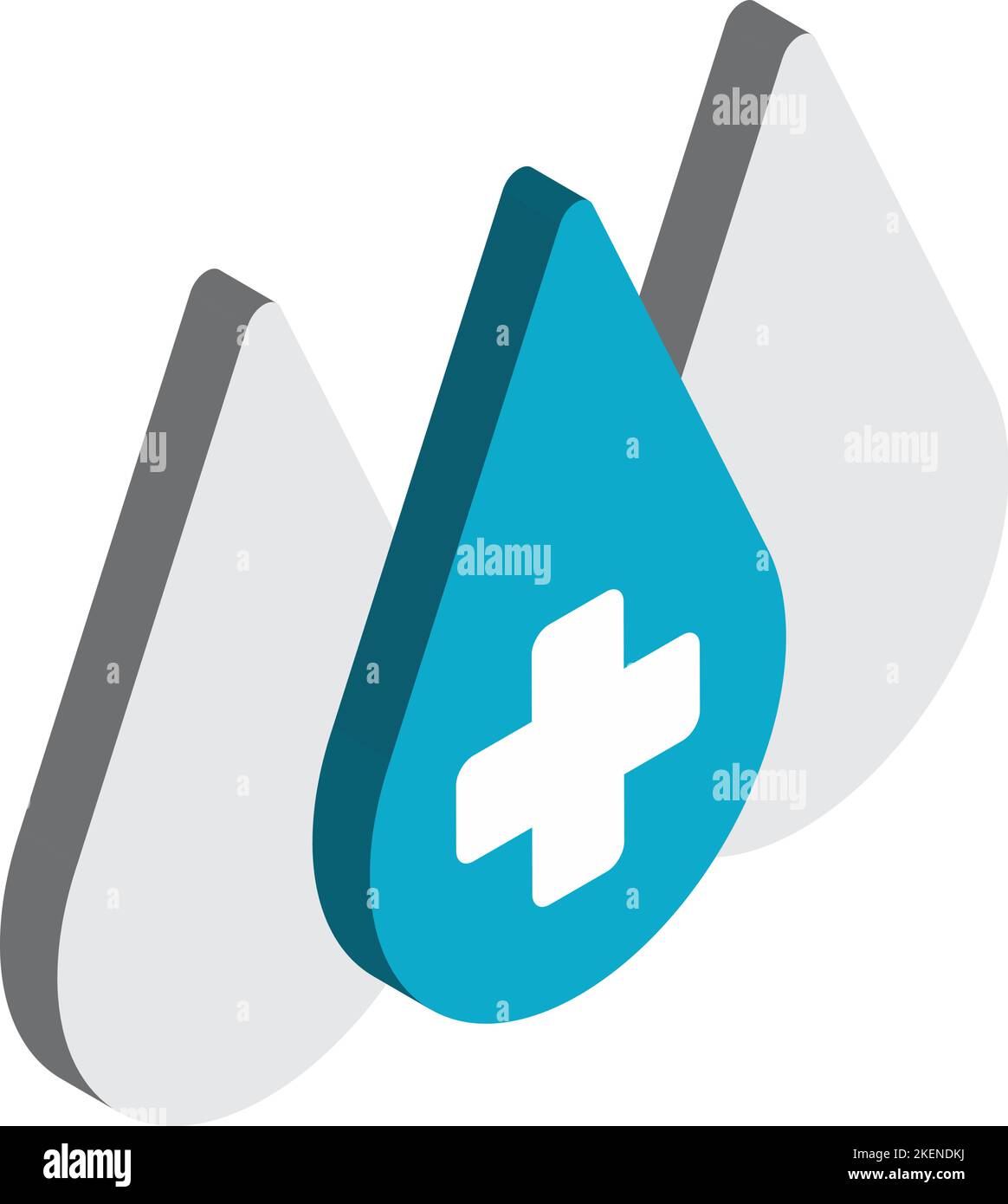 water drop and plus sign illustration in 3D isometric style isolated on ...
