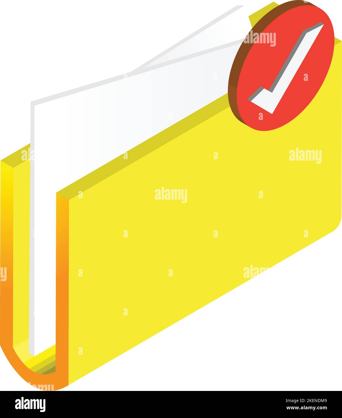 Folder and checkmark illustration in 3D isometric style isolated on ...