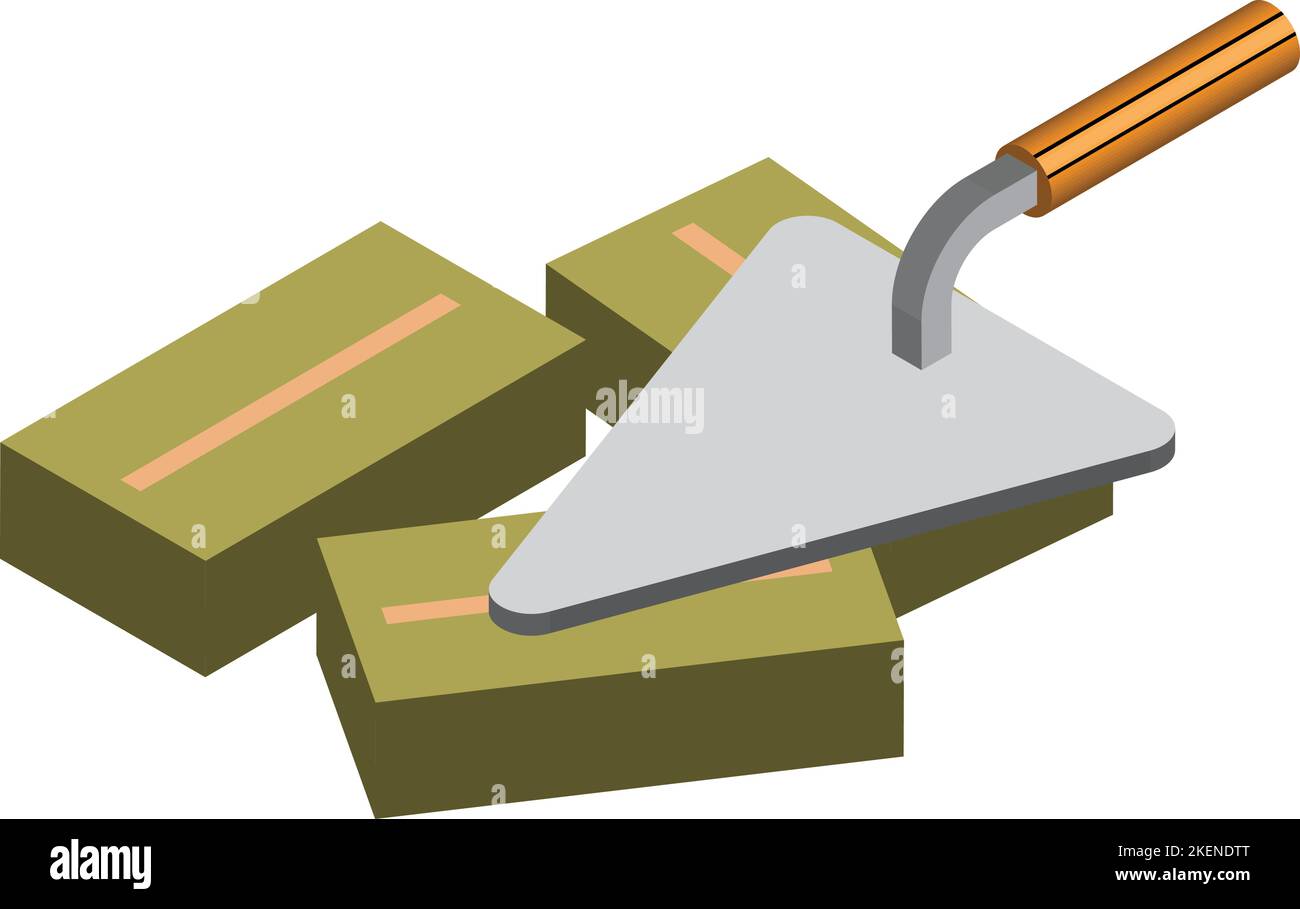 Masonry and Plastering illustration in 3D isometric style isolated on ...