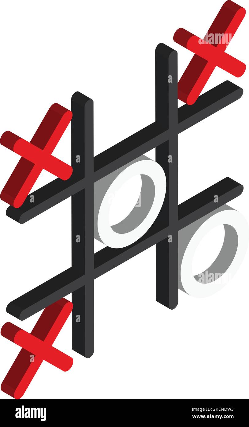 Tic Tac Toe Games Illustration In 3d Isometric Style Isolated On Background Stock Vector Image