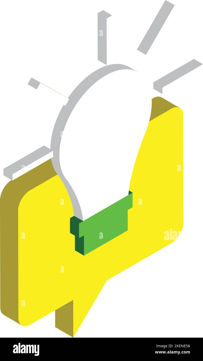 speech bubbles and light bulbs illustration in 3D isometric style isolated on background Stock ...