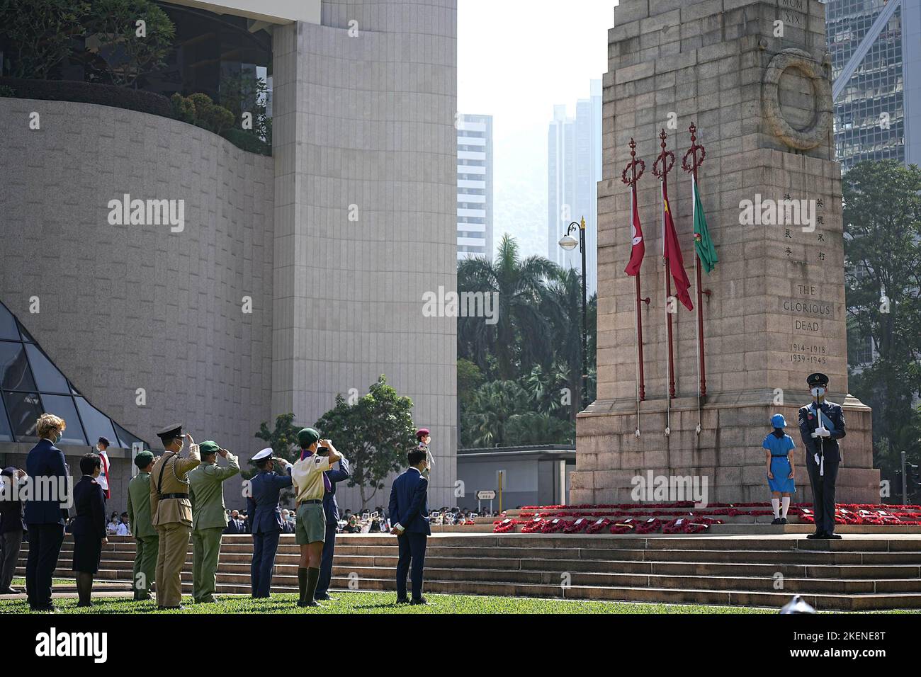 Hong Kong, China. 13th Nov, 2022. People attend the ceremony in front ...