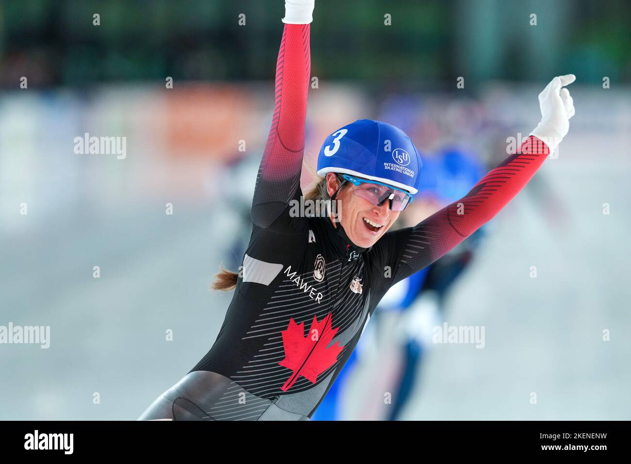STAVANGER, NORWAY - NOVEMBER 13: Ivanie Blondin competing on the mass ...