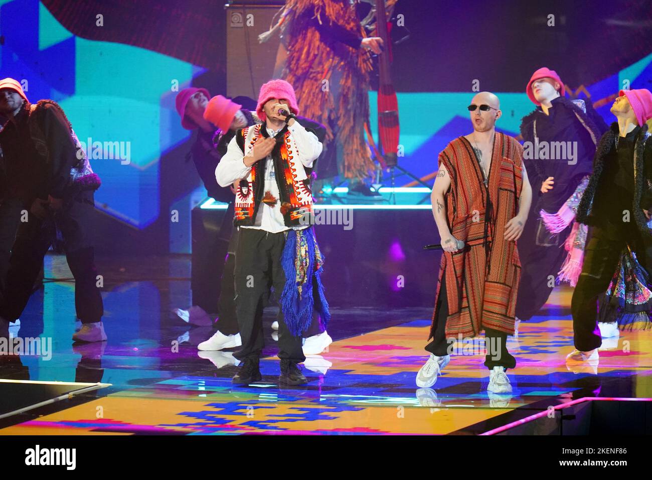 Kalush Orchestra perform on stage at the MTV Europe Music Awards 2022 ...