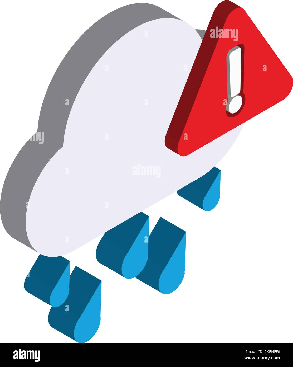 rain warning sign illustration in 3D isometric style isolated on ...