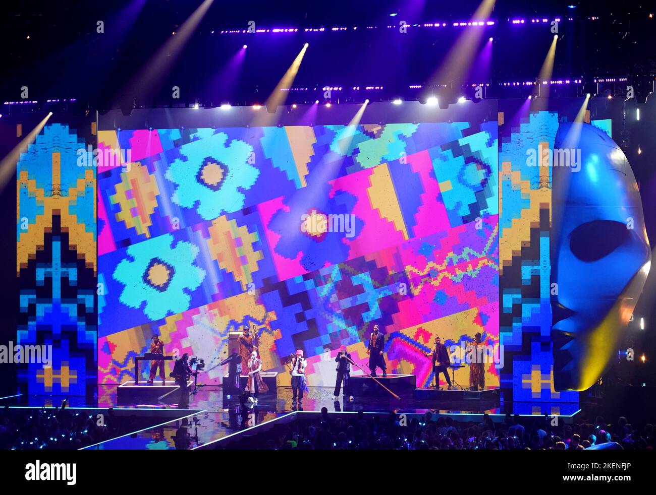 Kalush Orchestra perform on stage at the MTV Europe Music Awards 2022 ...