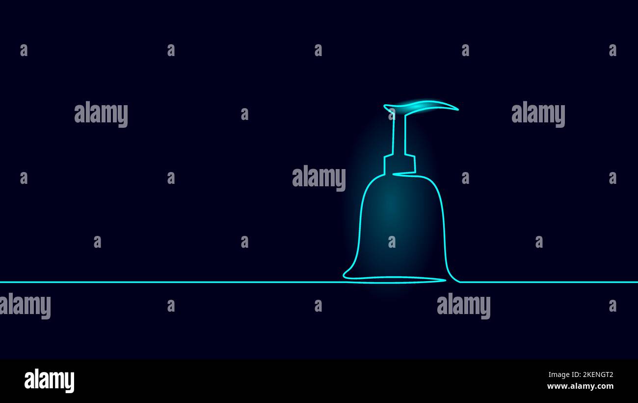 Hand sanitizer gel bottle dosator. One continuous line art doodle ...