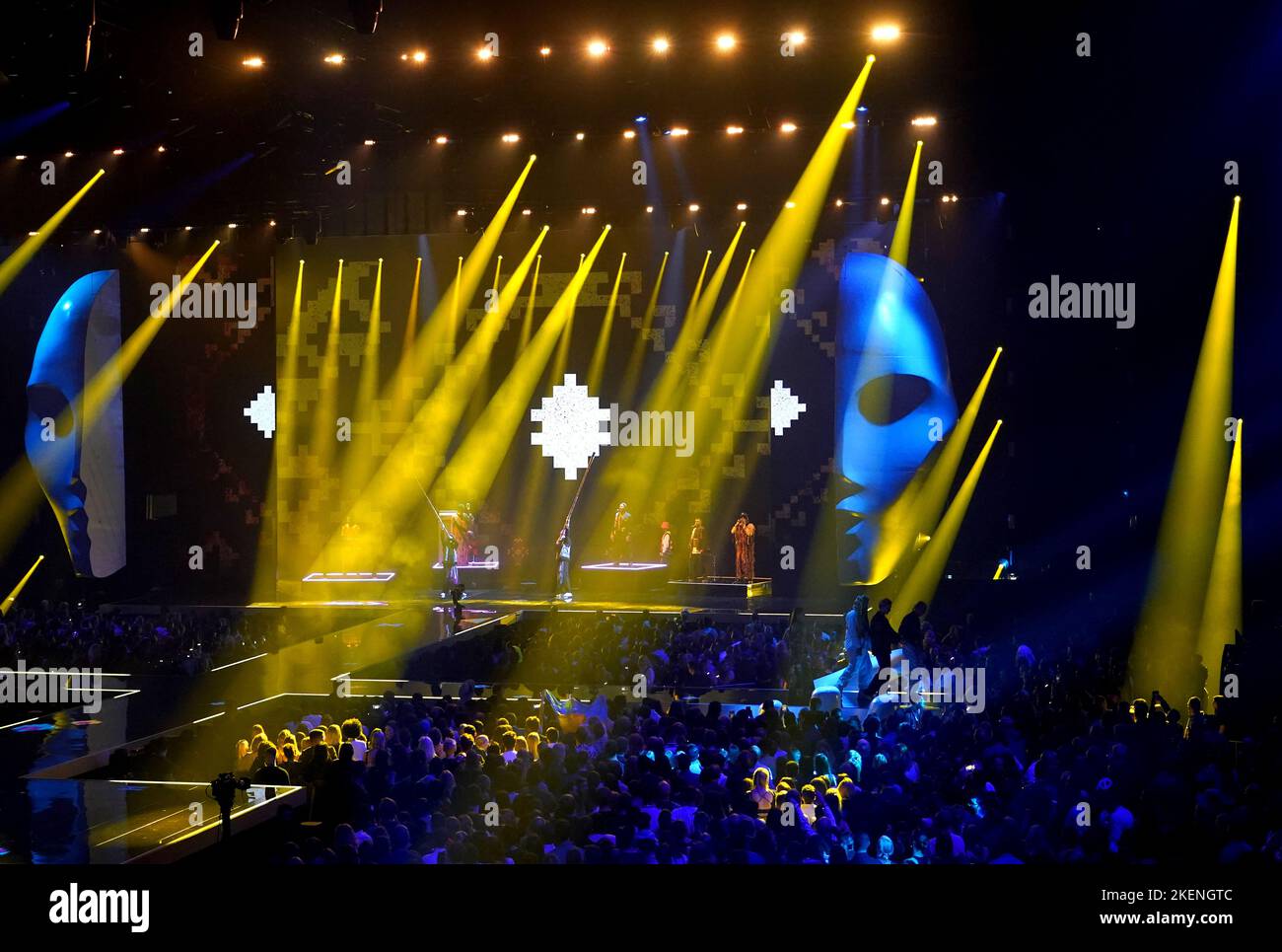 Kalush Orchestra perform on stage at the MTV Europe Music Awards 2022 ...