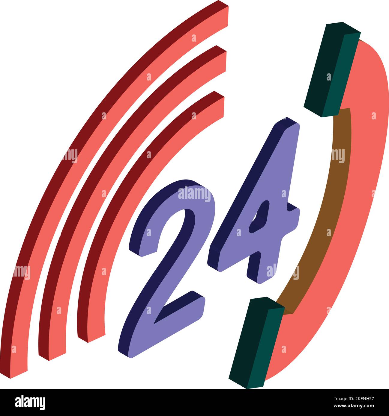 24 hour call illustration in 3D isometric style isolated on background ...