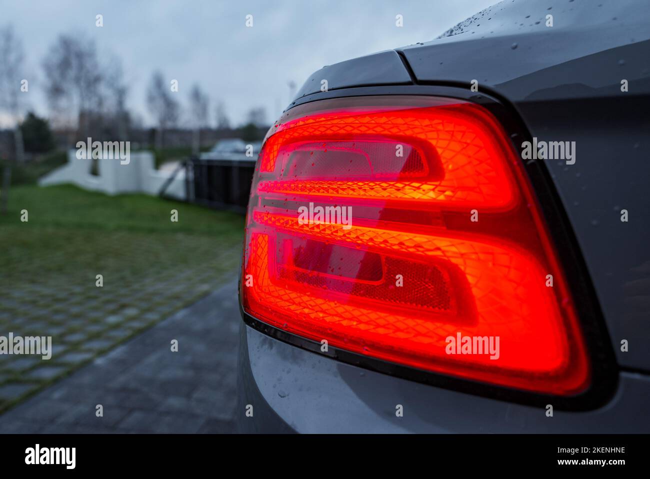 Third generation Flying Spur Bentley close up view at the private villa ...
