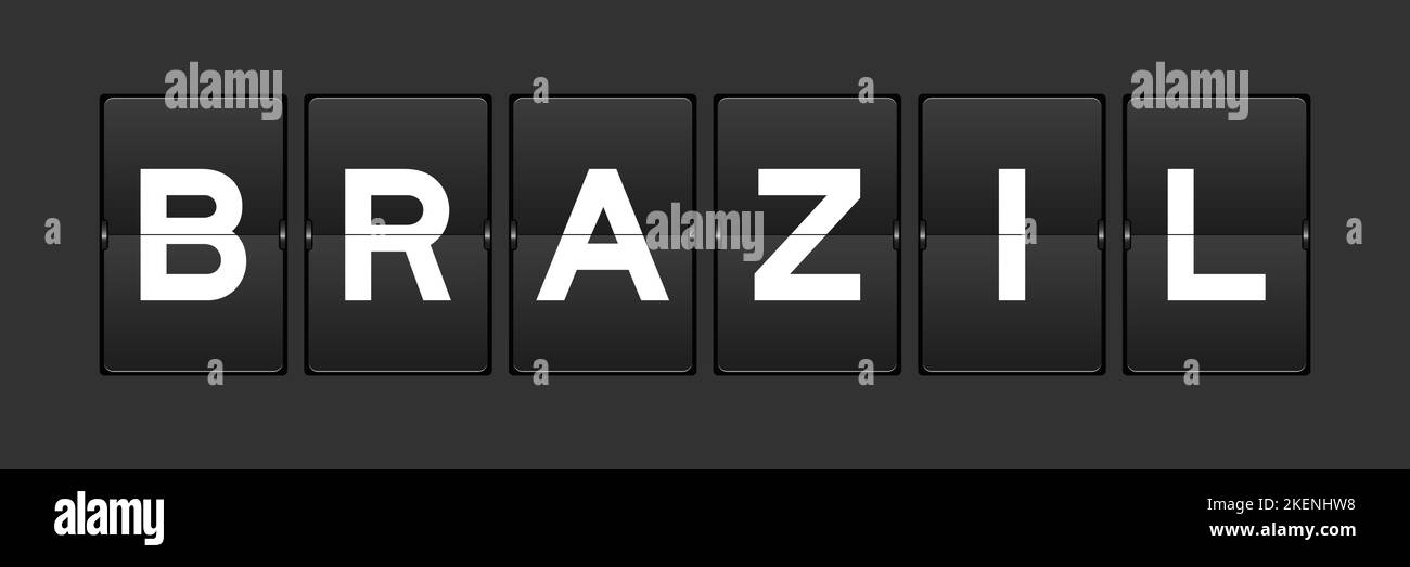Black color analog flip board with word brazil on gray background Stock ...
