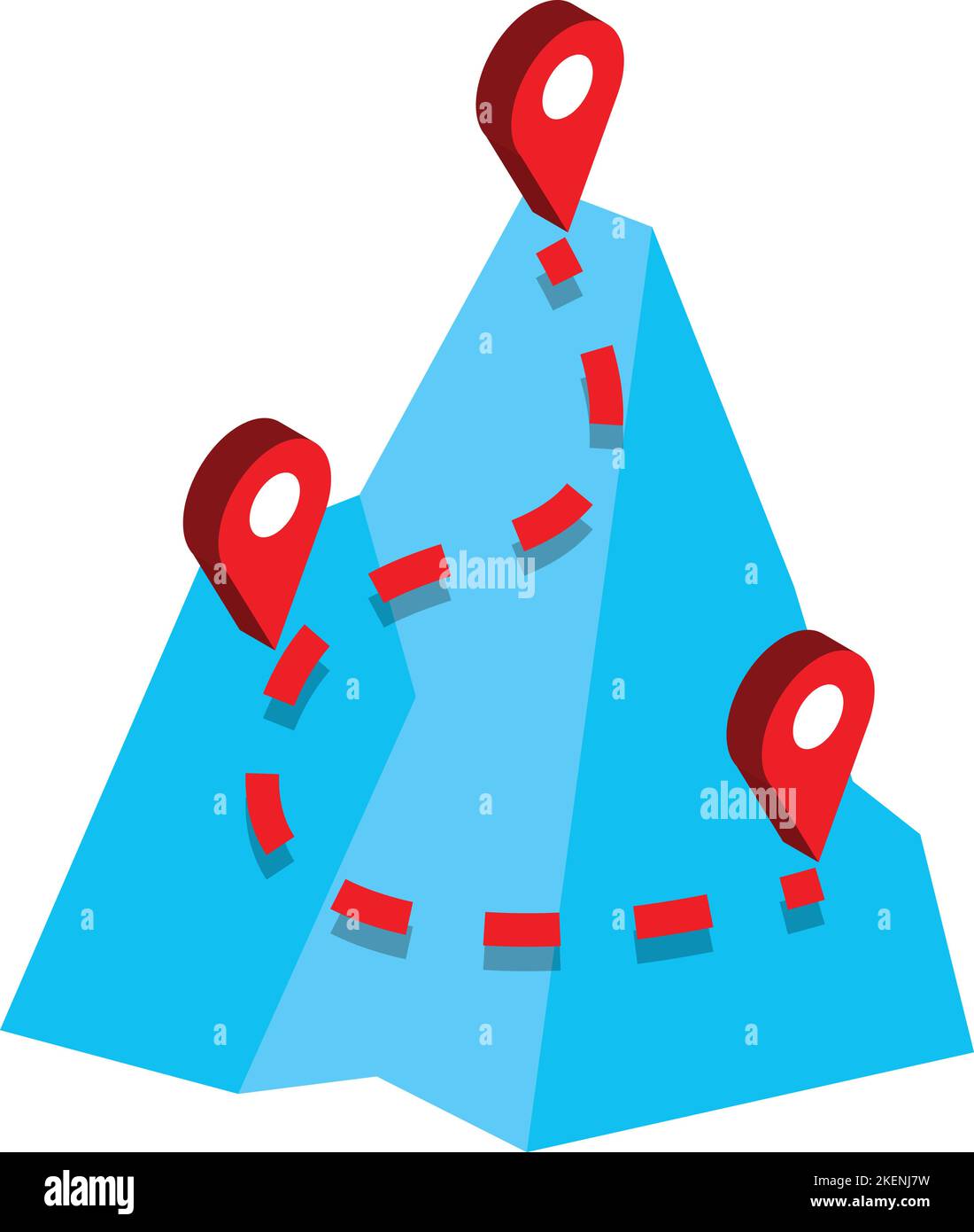 Location pins and mountains illustration in 3D isometric style isolated ...