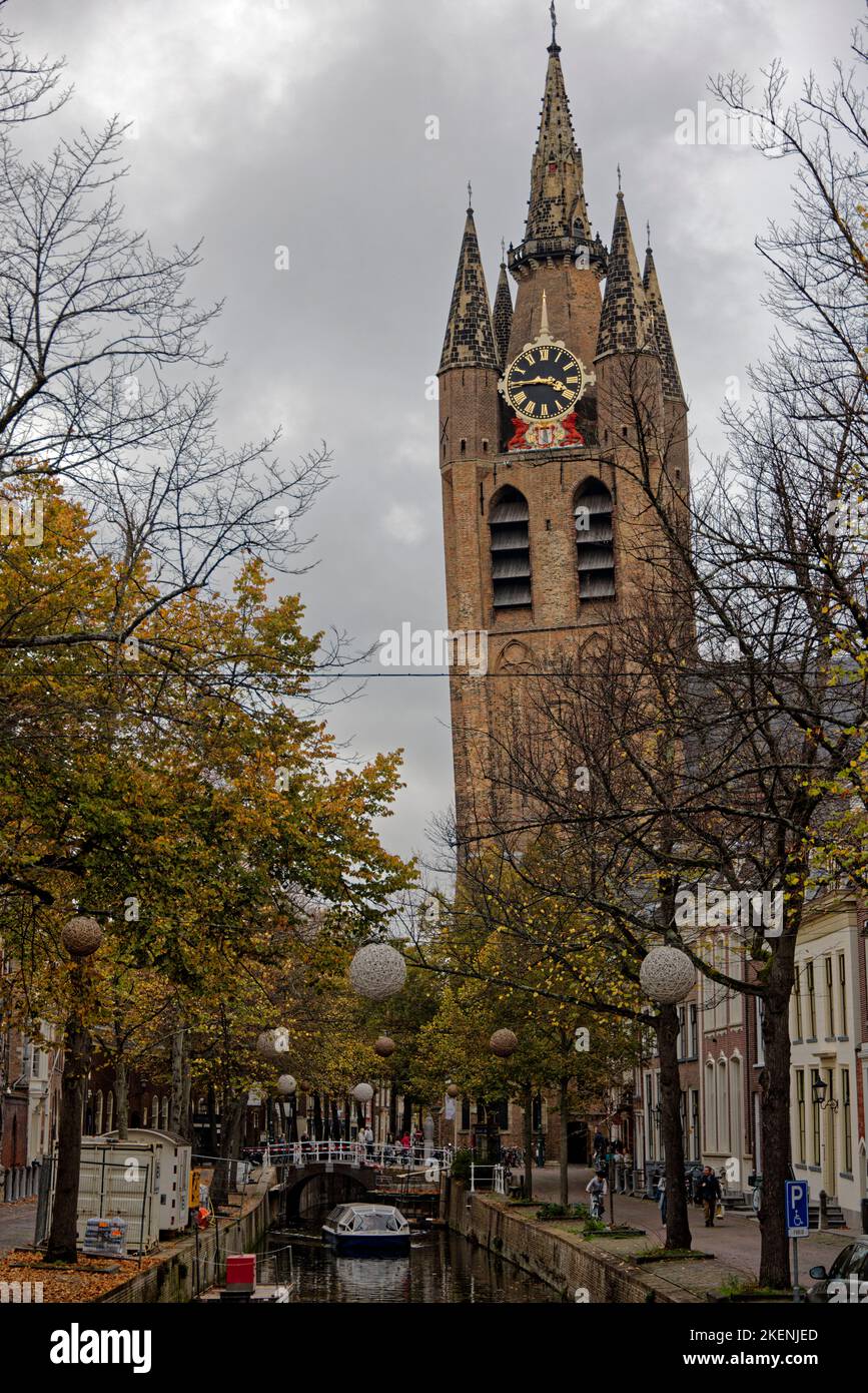 Delft, Netherlands. 30th Oct 2022. The Oude Kerk (Old Church) is a 13th ...