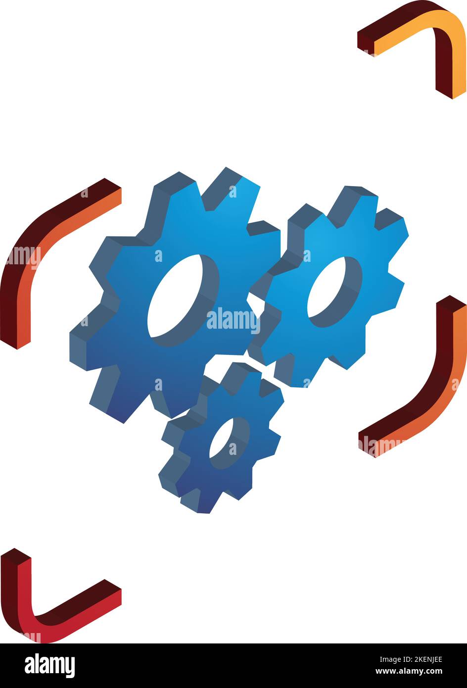 cog illustration in 3D isometric style isolated on background Stock ...