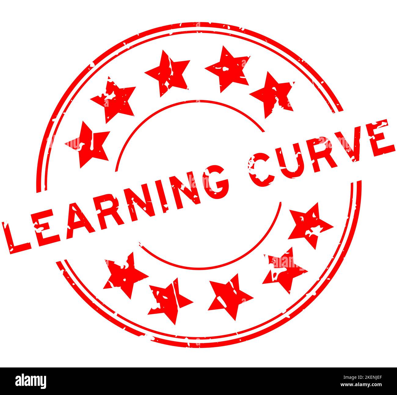 Grunge red learning curve word with star icon round rubber seal stamp ...
