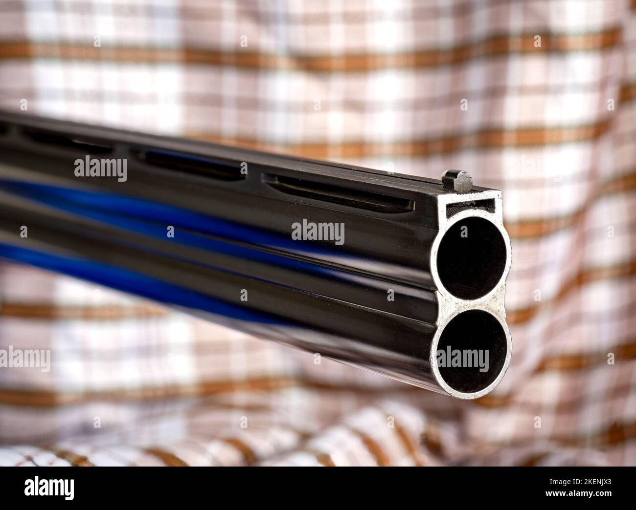Dual barrel shotgun closeup of the end Stock Photo - Alamy