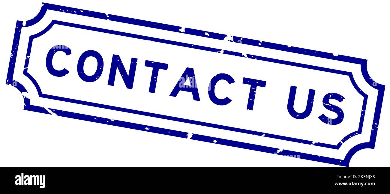 Grunge blue contact us word rubber seal stamp on white background Stock ...