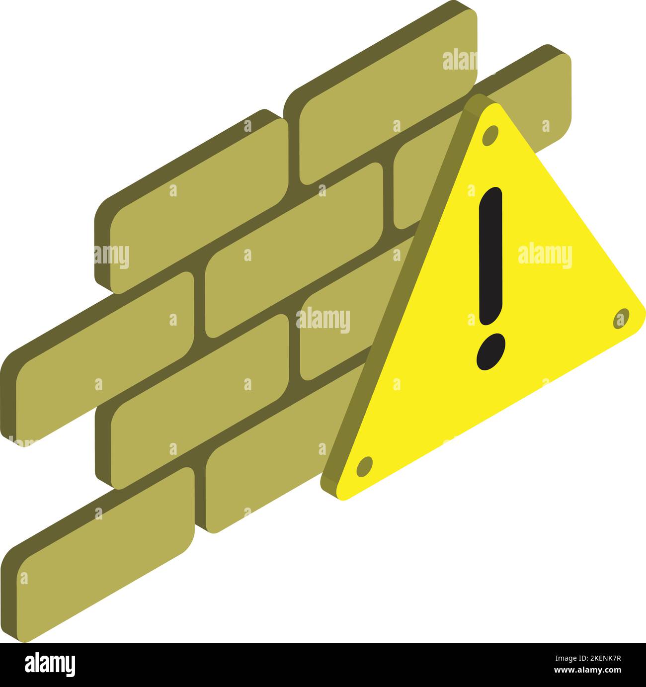 construction warning sign illustration in 3D isometric style isolated ...