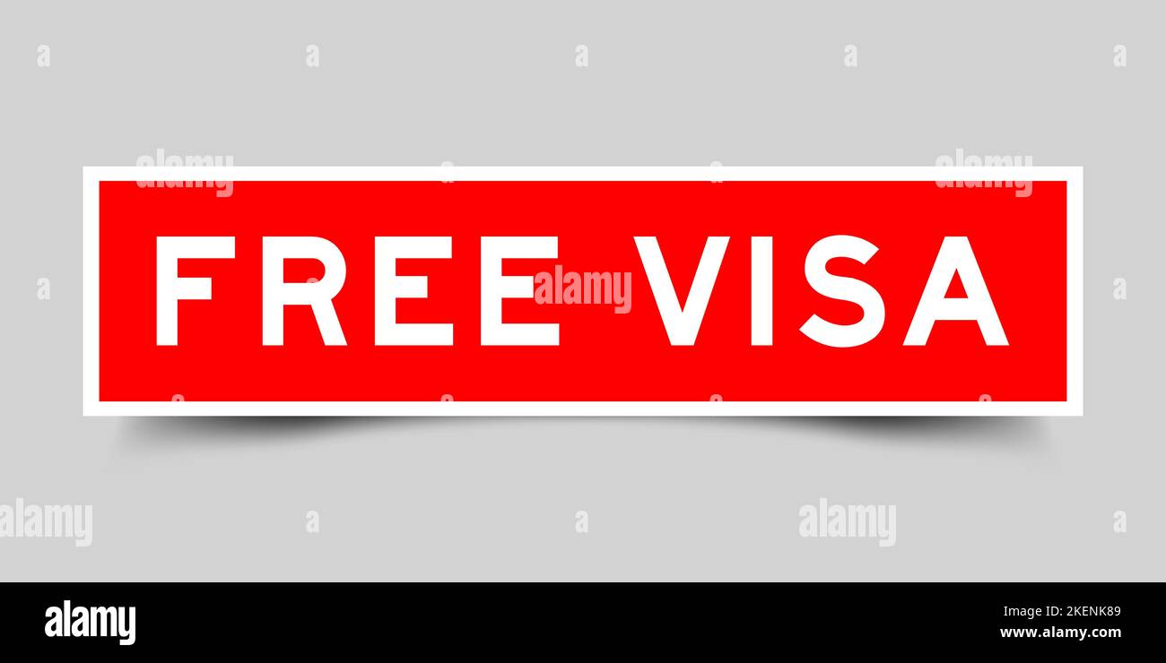 Sticker label with word free visa in red color on gray background Stock ...