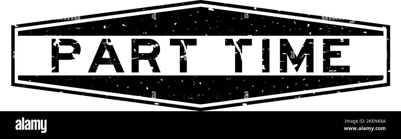 Grunge black part time word hexagon rubber seal stamp on white ...