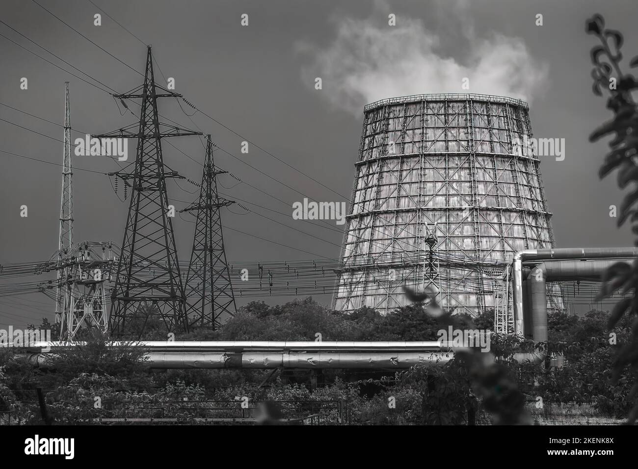 Thermal power station. Industrial landscape with thermal power plant ... Thermal power station. Industrial landscape with thermal power plant ...