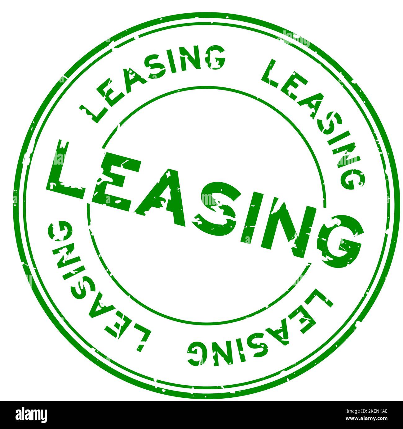 Grunge green leasing word round rubber seal stamp on white background ...