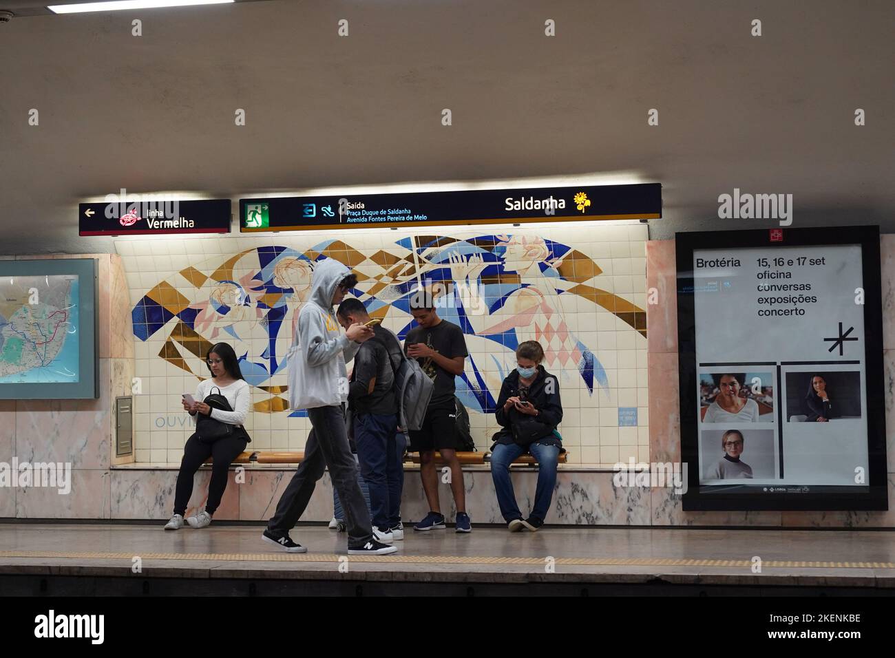 Lisbon, Portugal - September 2022: Saldanha metro station on the Linha ...