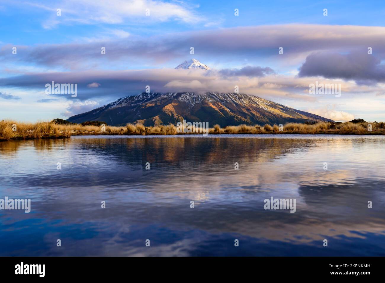 Mt. Taranaki reflection in Pouakai Pool, New Zealand Stock Photo - Alamy