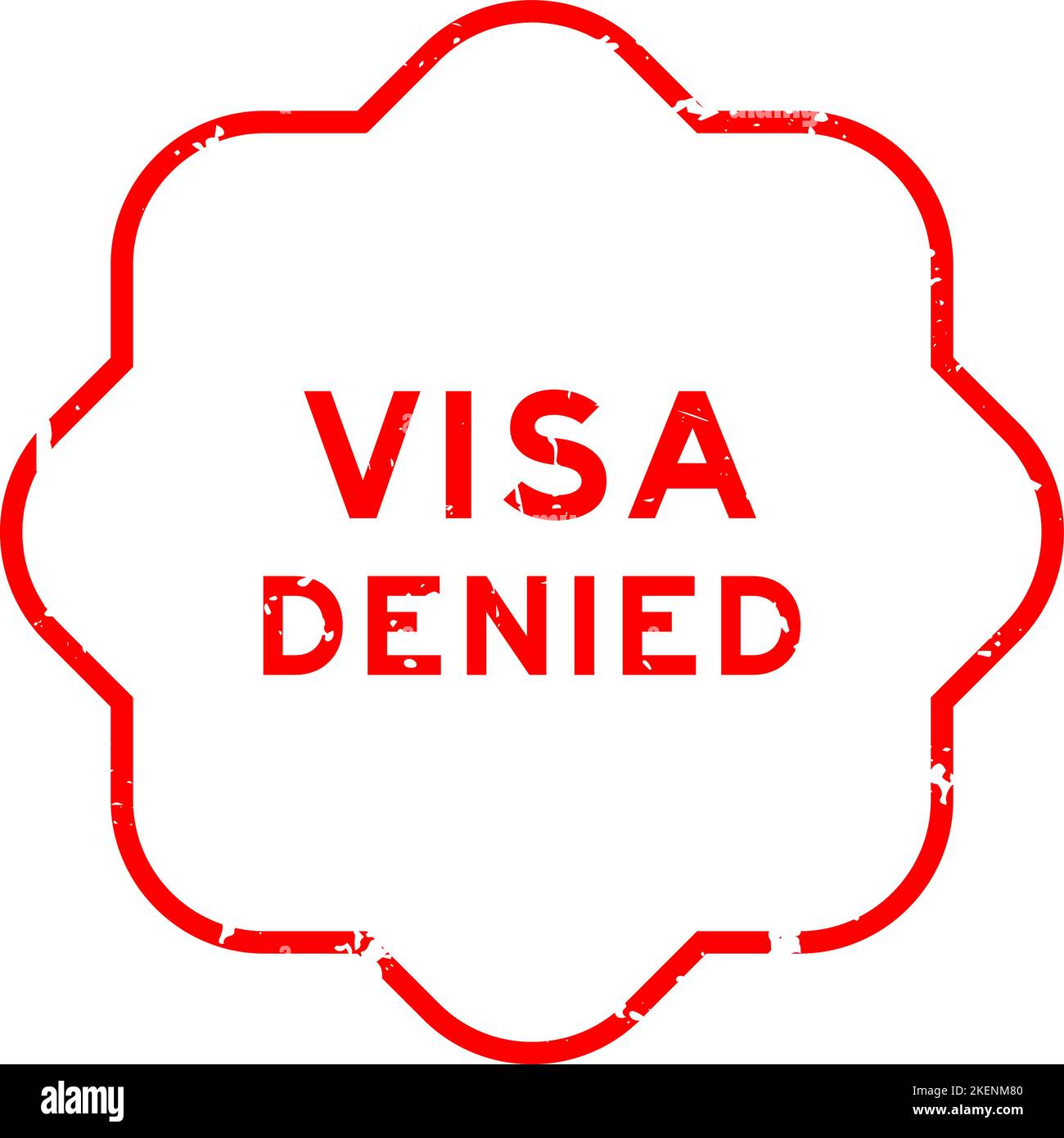 Grunge red visa denied word rubber seal stamp on white background Stock ...