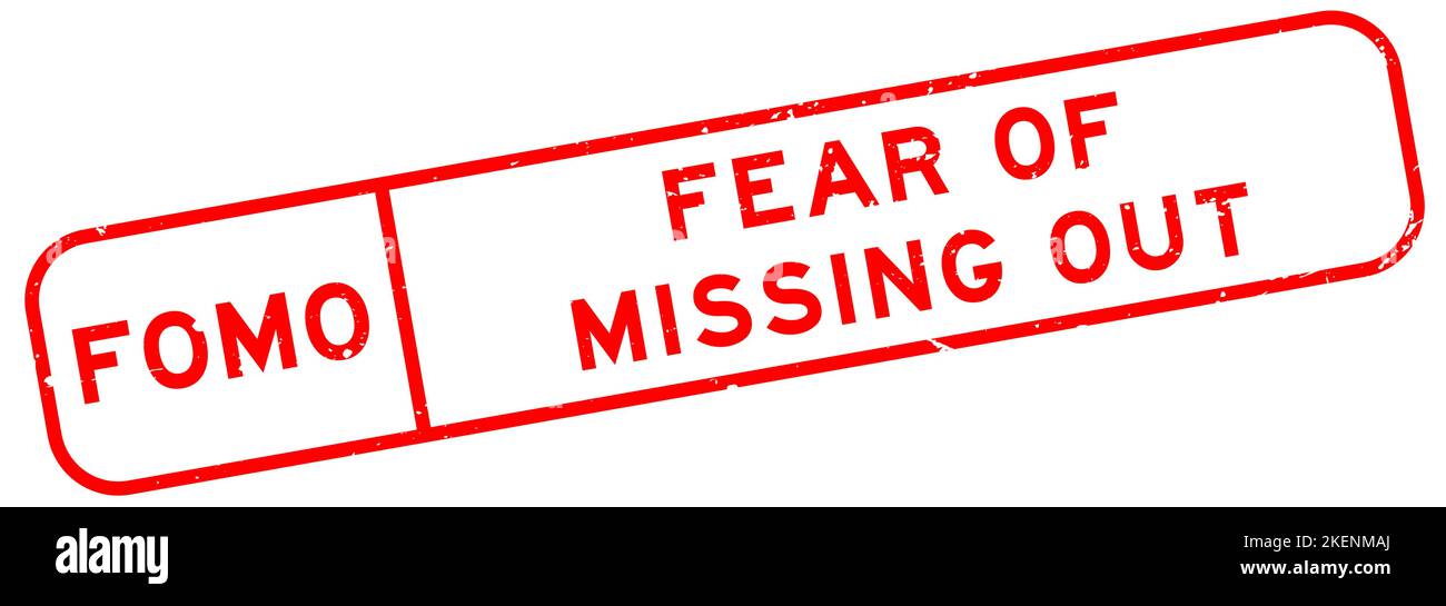 Grunge red FOMO fear of missing out word square rubber seal stamp on ...