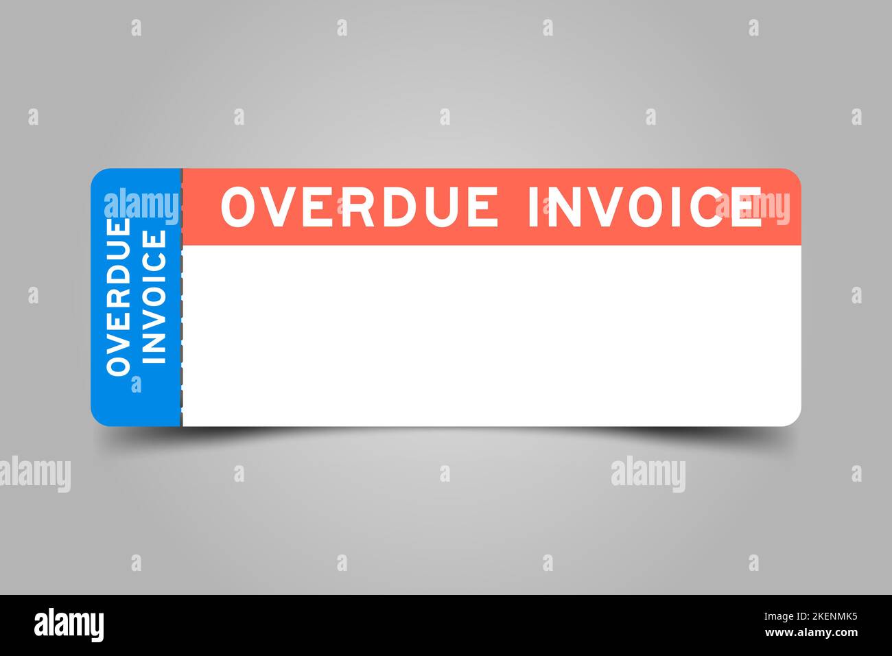 Blue and orange color ticket with word overdue invoice and white copy ...