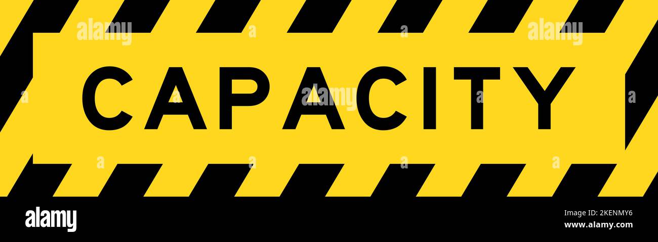 Yellow and black color with line striped label banner with word ...