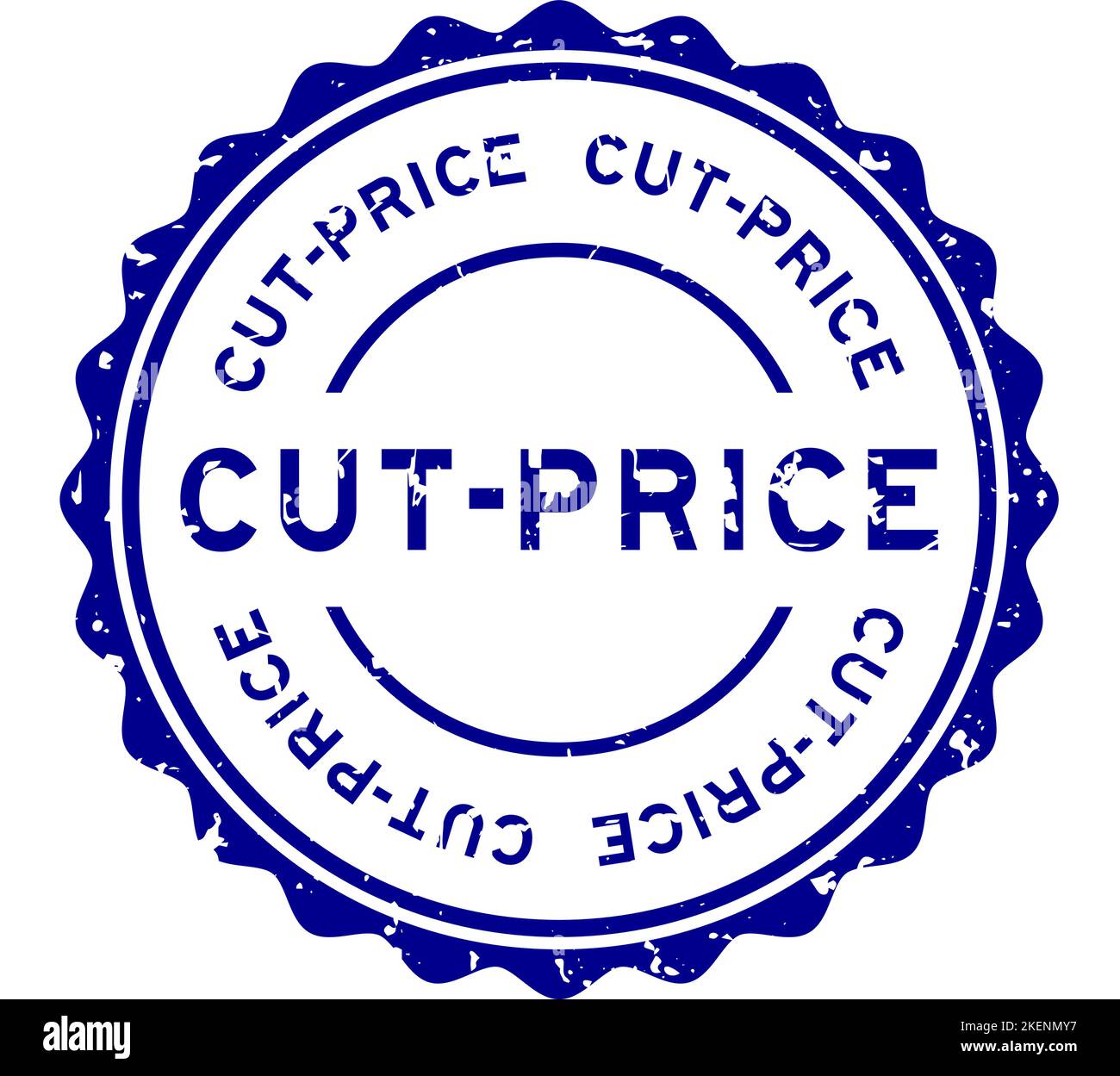Grunge blue cut price word round rubber seal stamp on white background ...