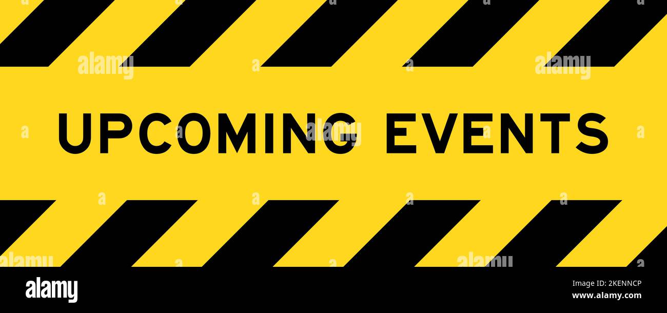 Yellow and black color with line striped label banner with word ...