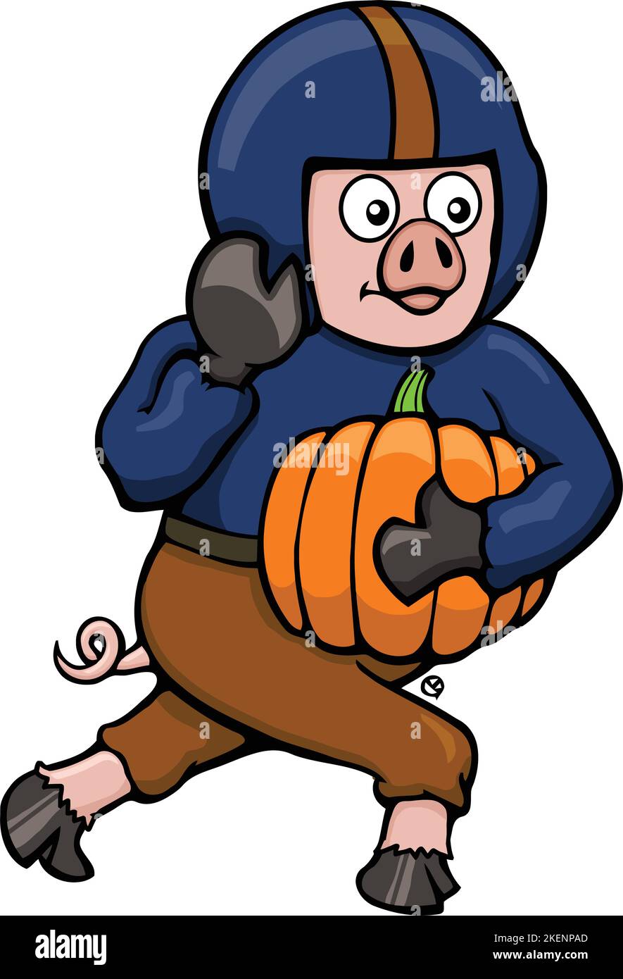 funny cartoon pig football player with pumpkin Stock Vector Image & Art ...