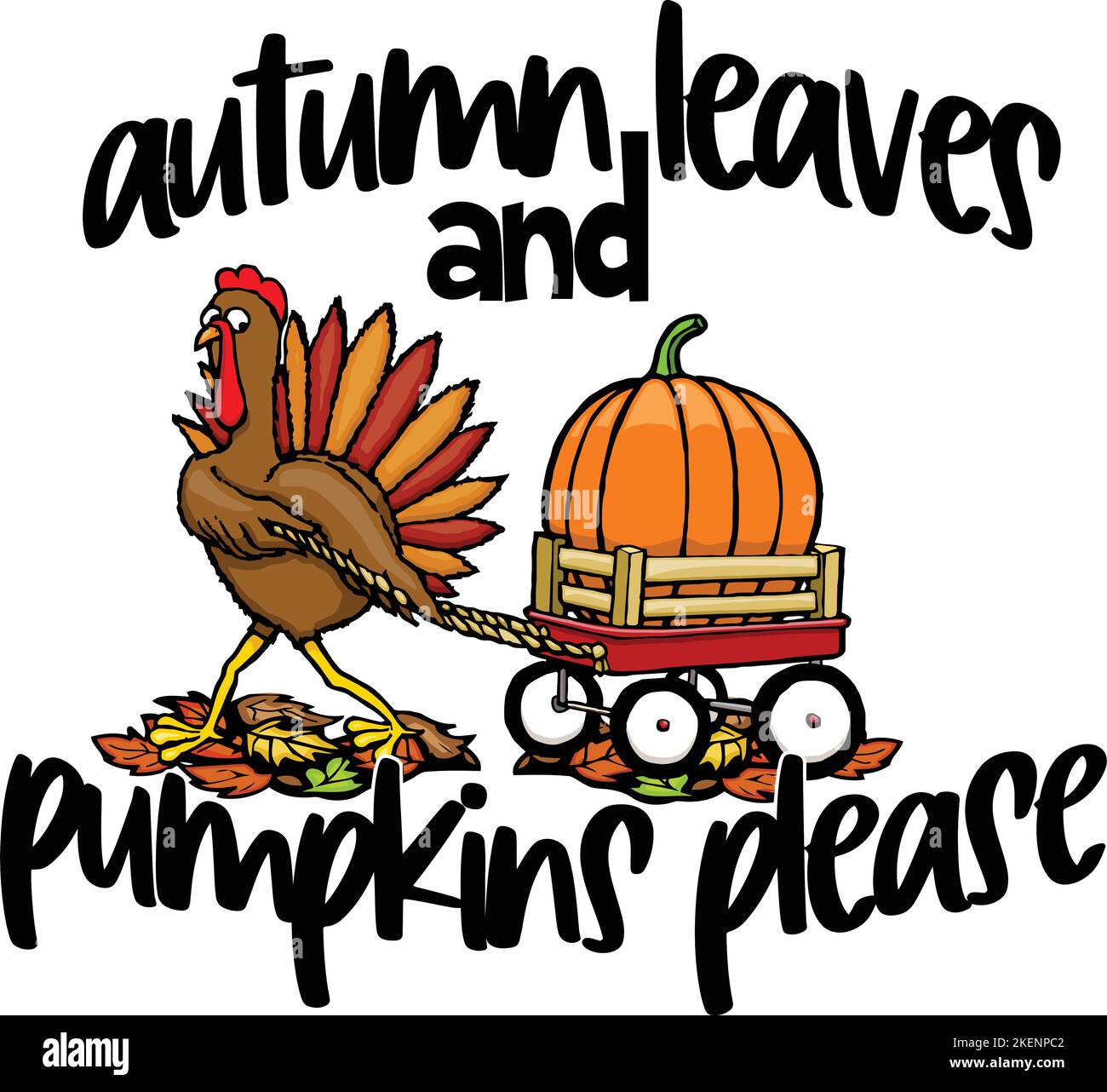 cartoon turkey pulling red wagon with pumpkin Stock Vector Image & Art ...