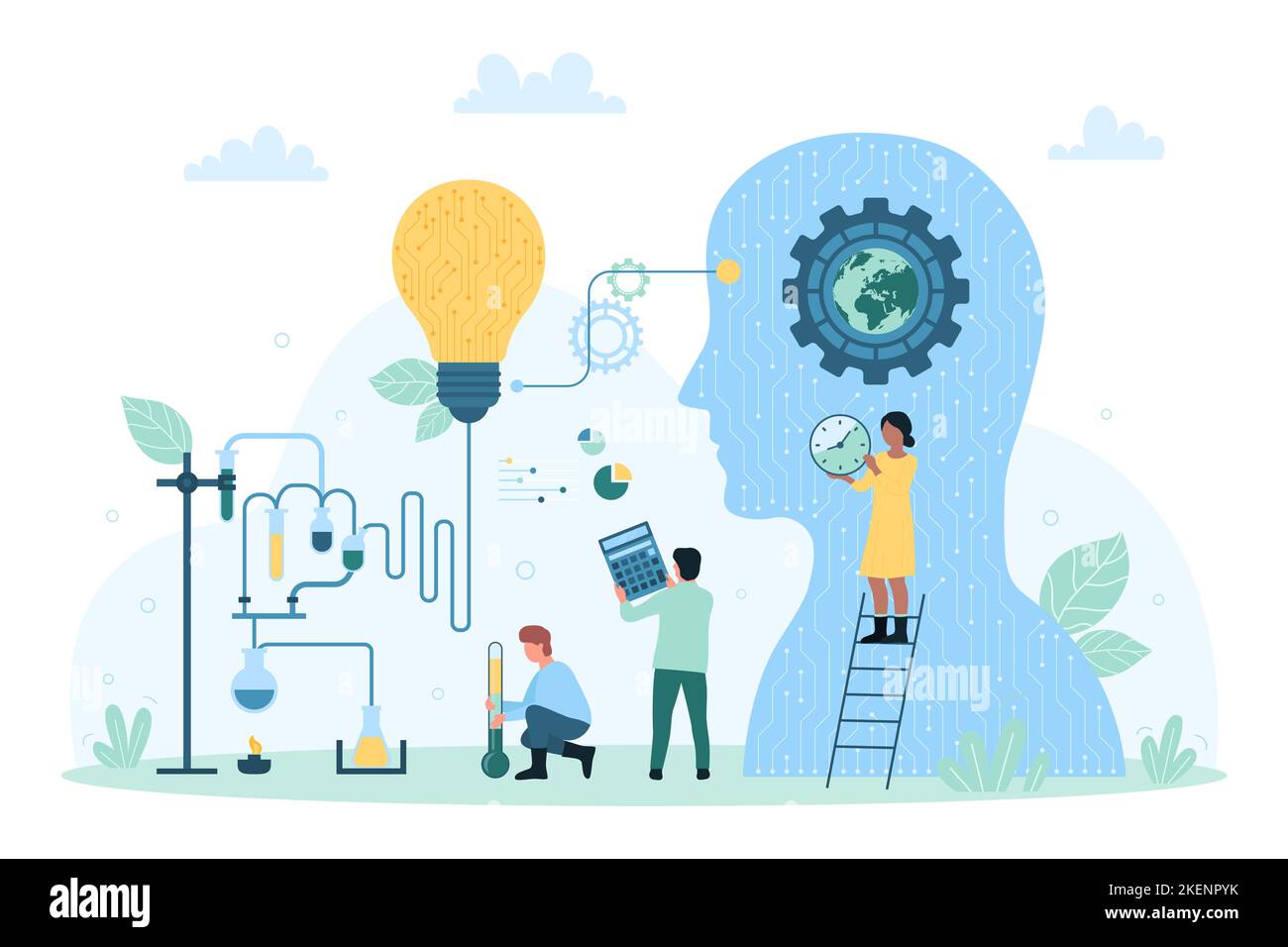 Scientific research with digital technology and AI, science innovation ...