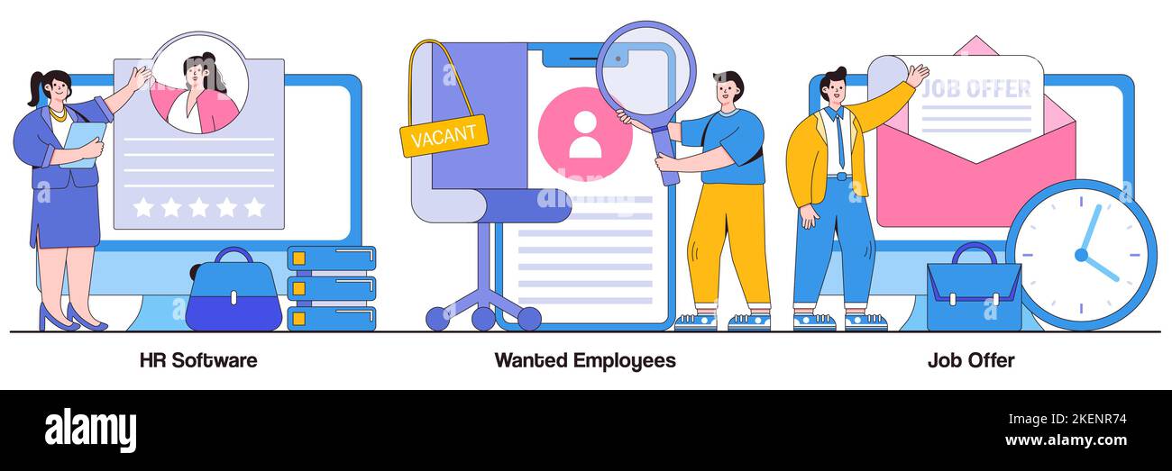 HR software, wanted employees, job offer concept with people characters ...