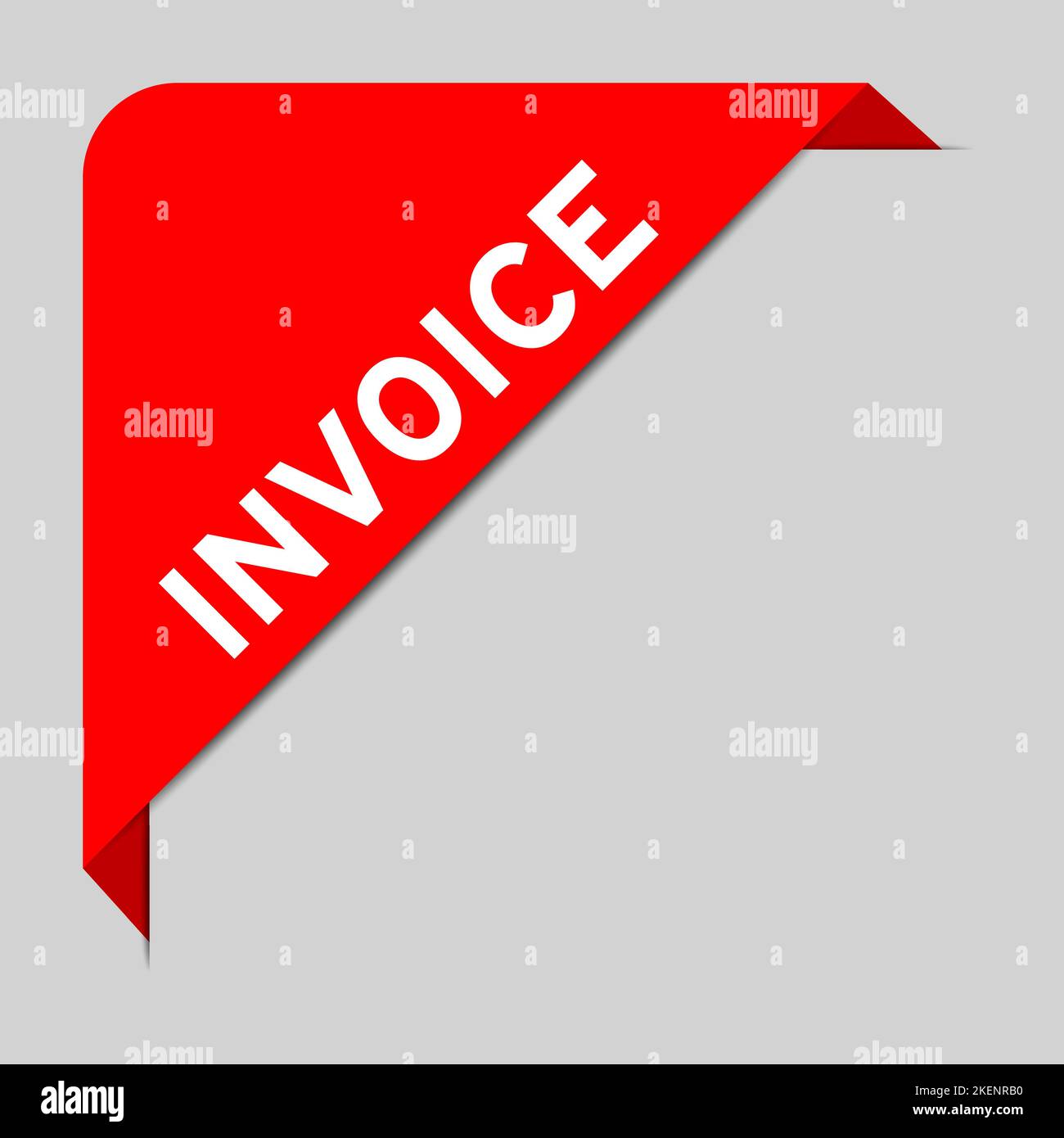 Red color of corner label banner with word invoice on gray background ...