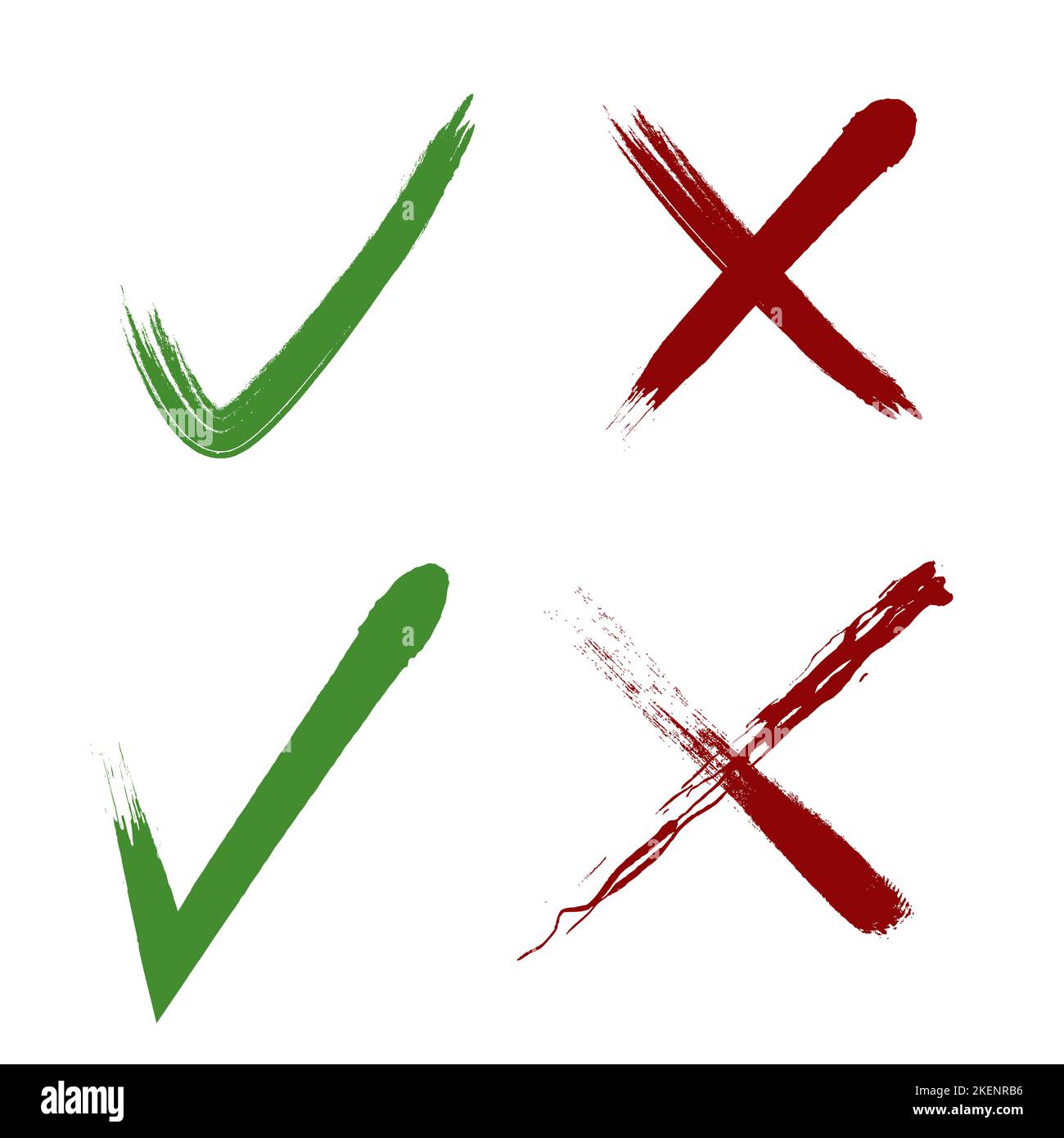 The green yes and red no checkmark icons isolated on the white ...