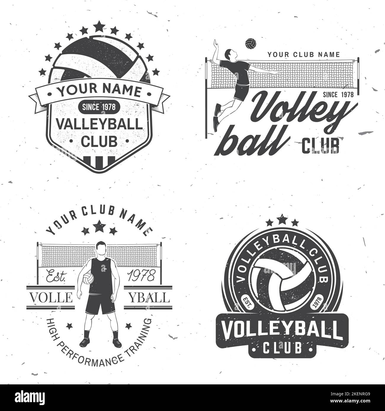 Set of volleyball club badge design. Vector illustration. For college ...