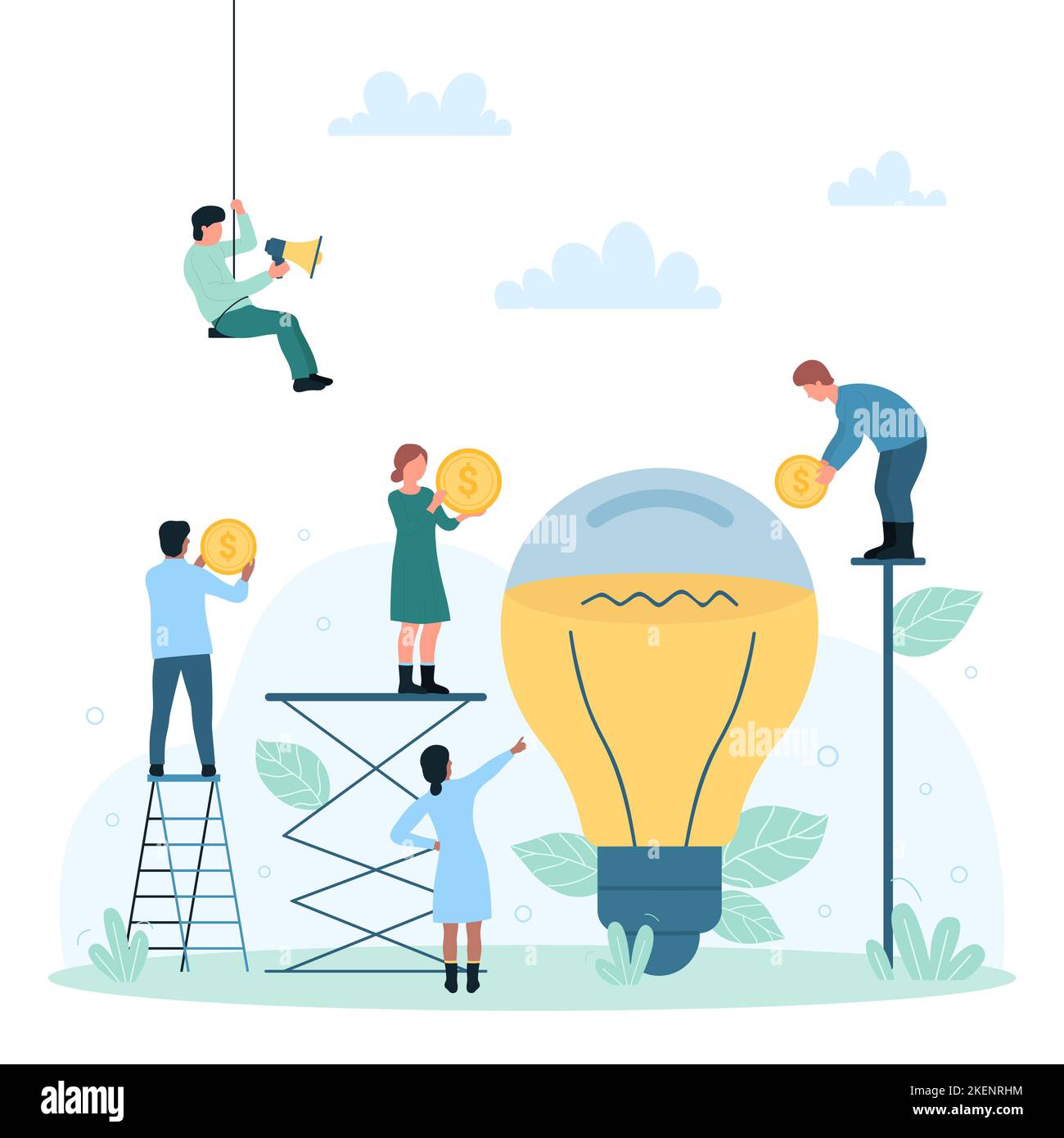 Crowdfunding, alternative investment in venture vector illustration ...