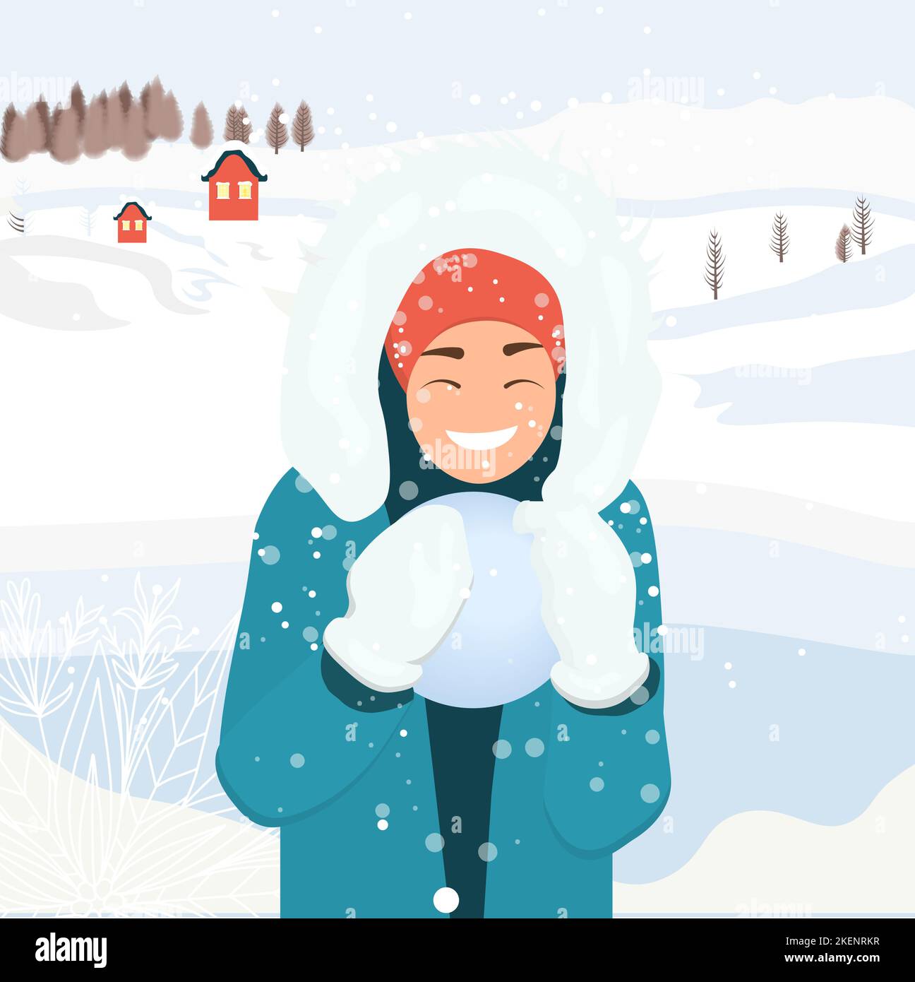 people spend time on the street in winter. Winter entertainment. A ...